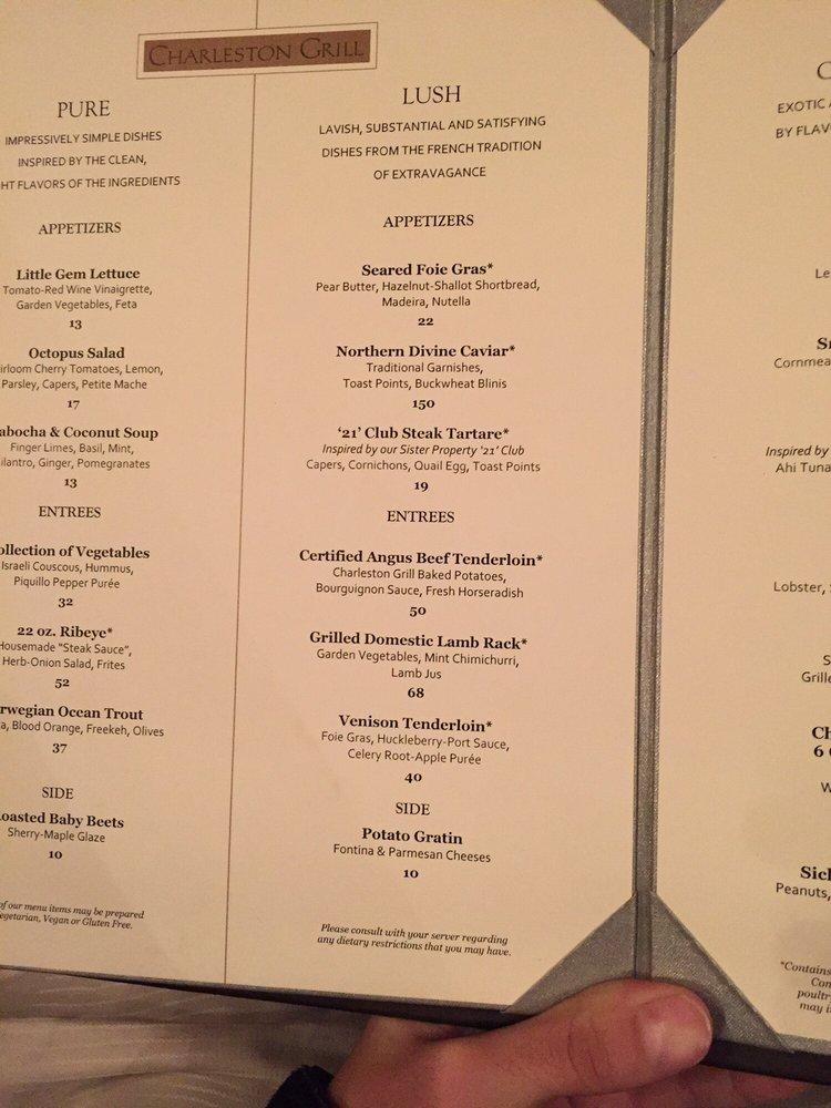Menu at Charleston Grill pub & bar, Charleston