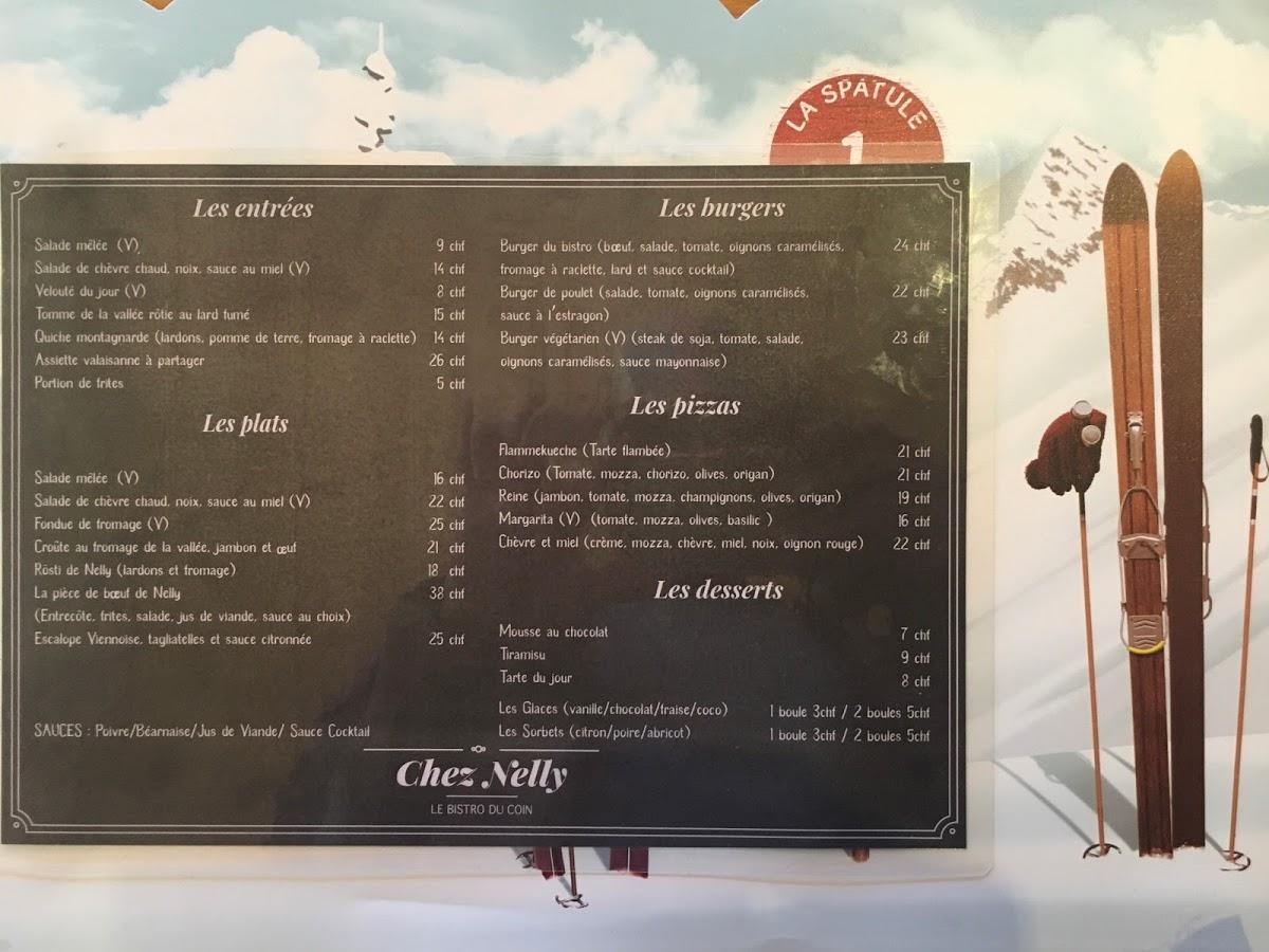 Menu at Chez Nelly Bistro Du Coin, Val-d'Illiez