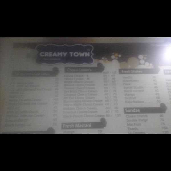Menu at Creamy Town Cafe SP, Pune