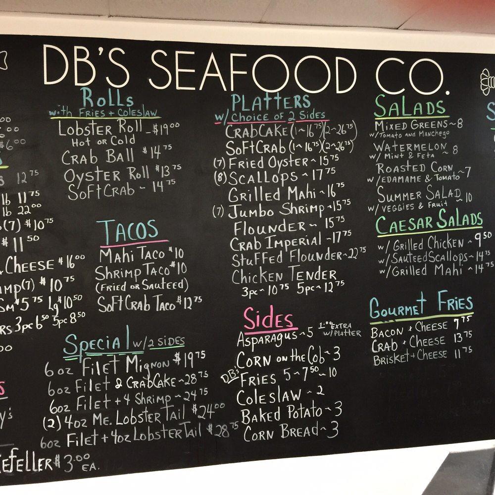 Menu at DB's Seafood Co restaurant, Bethany Beach