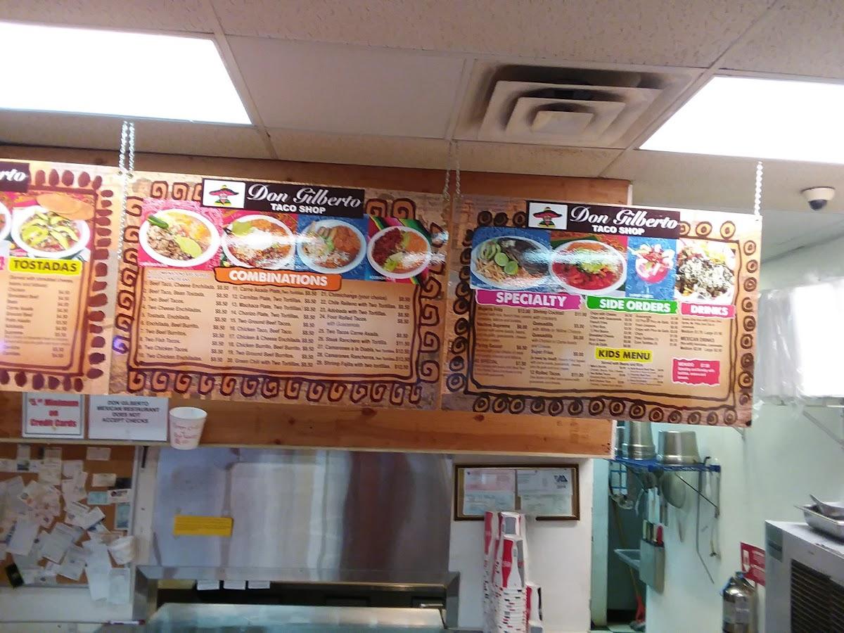 Menu at Don Gilberto Mexican Food restaurant, Montrose, S Townsend Ave ...