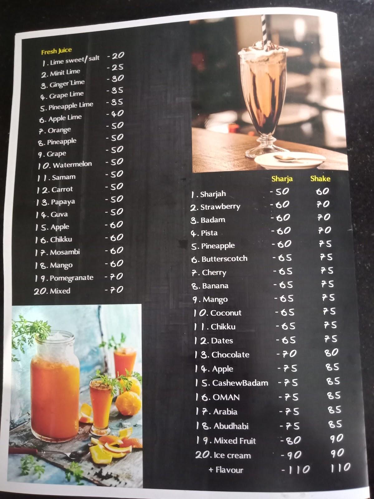 Menu at THE BLACK CAFE, Marthandam