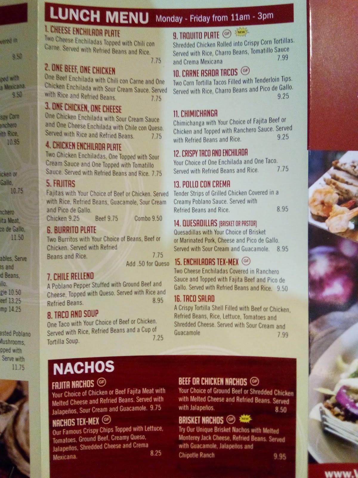 Menu at Villa Grande Mexican Restaurant, Gainesville