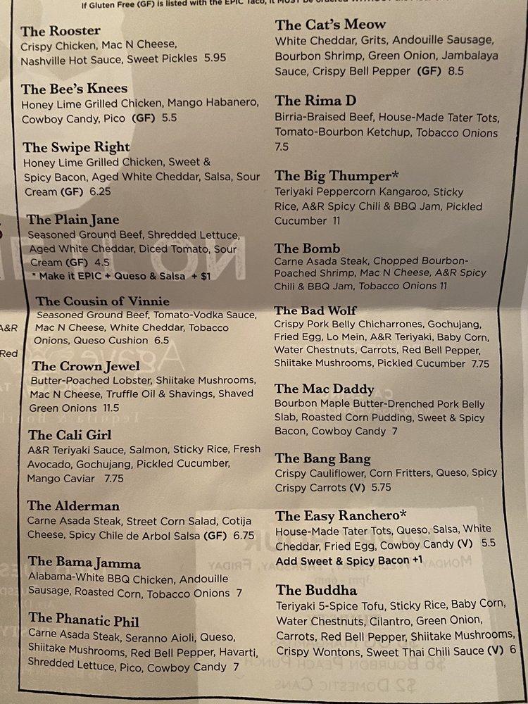 Menu at Agave & Rye Troy pub & bar, Troy