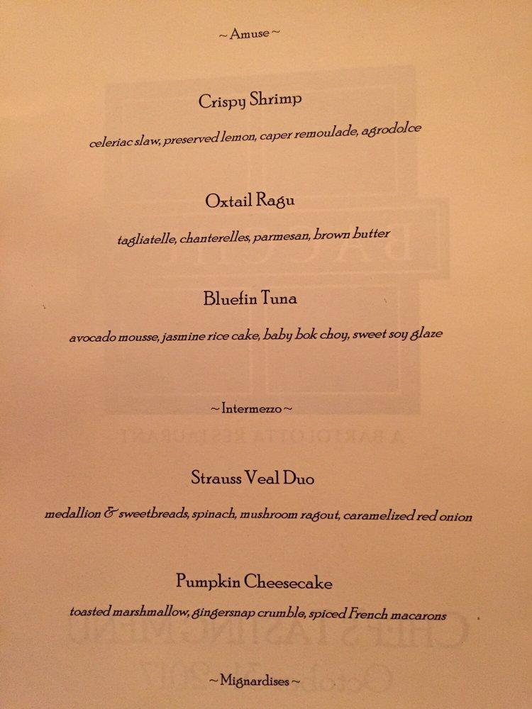 Menu at Bacchus - A Bartolotta Restaurant, Milwaukee