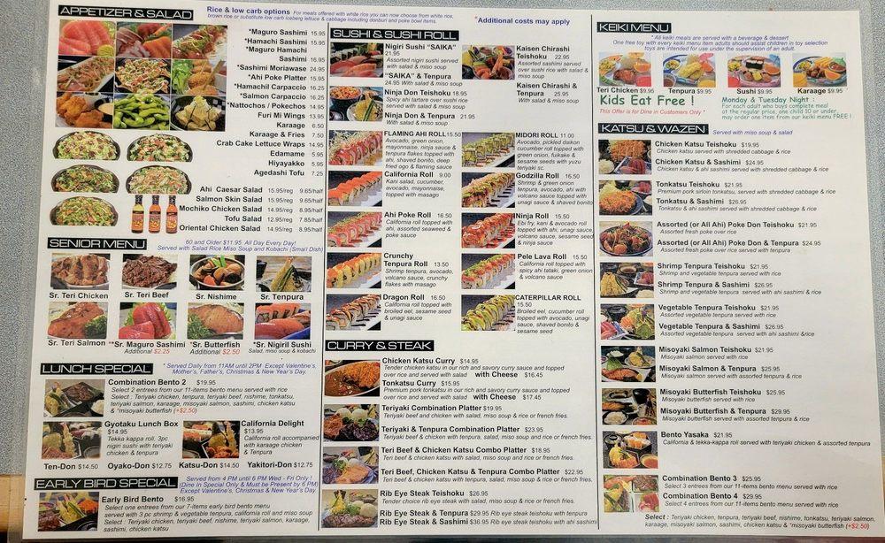Menu at Gyotaku Japanese Restaurant, Pearl City, 98-1226 Kaʻahumanu St