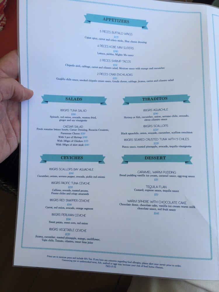 Menu at Lobby Bar, Puerto Vallarta, CasaMagna Marriott Puerto Vallarta ...
