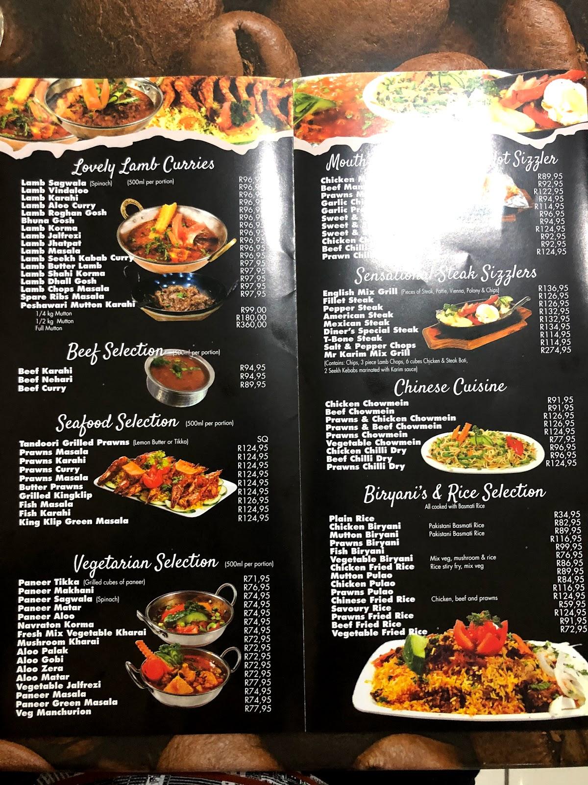 Menu at My Diners Pavilion Mall restaurant, Durban, Shop CL 05