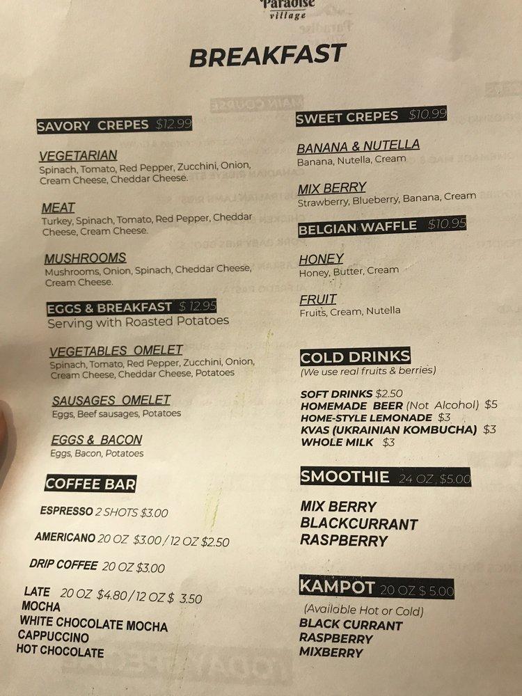 Menu at Paradise Village Hotel & Restaurant, Ashford