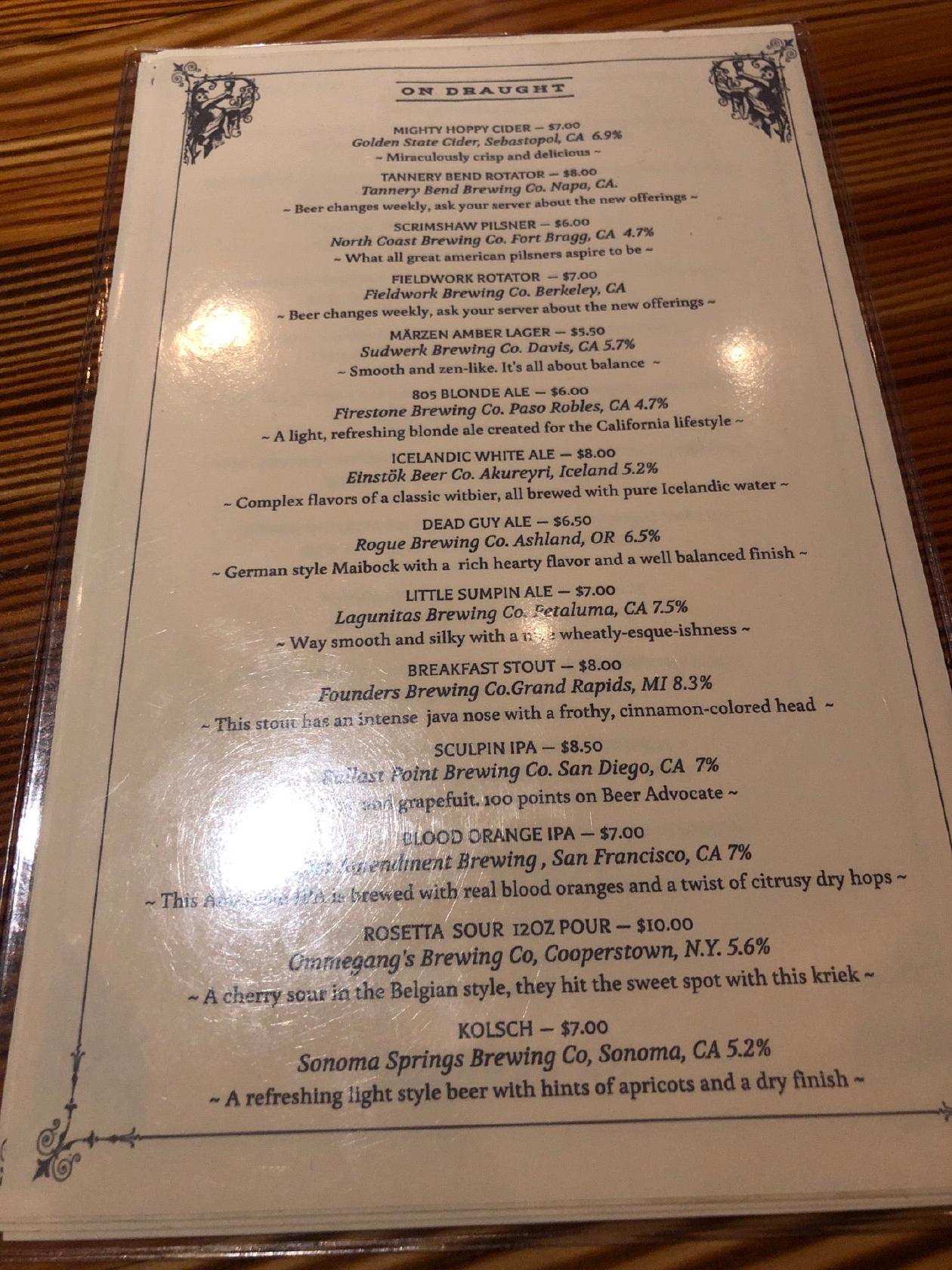 Menu at The Forge Handcrafted Pizza and Brewpub Napa, Napa
