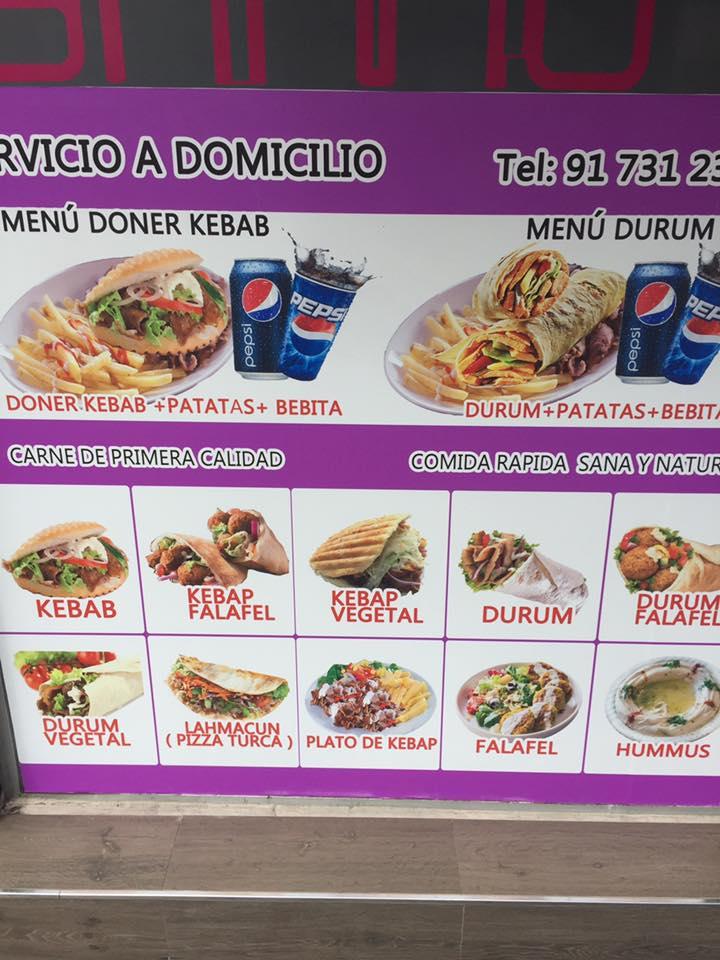 Menu at Anmu Kebab restaurant, Madrid