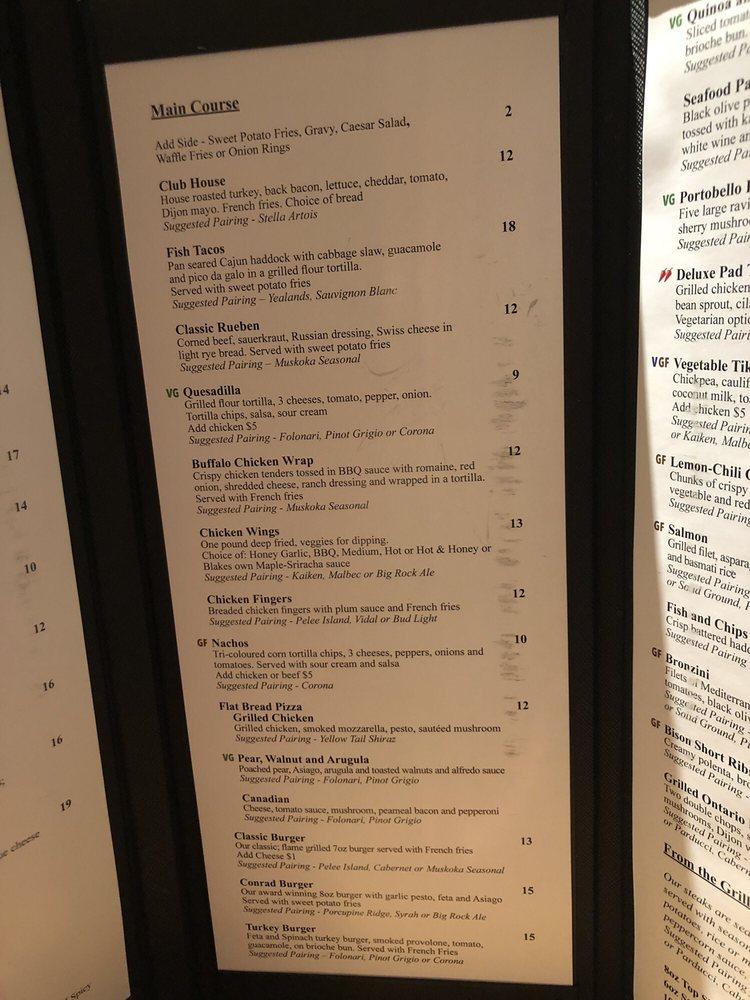 Menu at Blake's Bistro & Bar, London