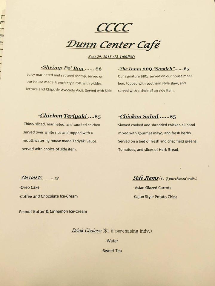 Menu at Dunn Center Café cafe, Dunn