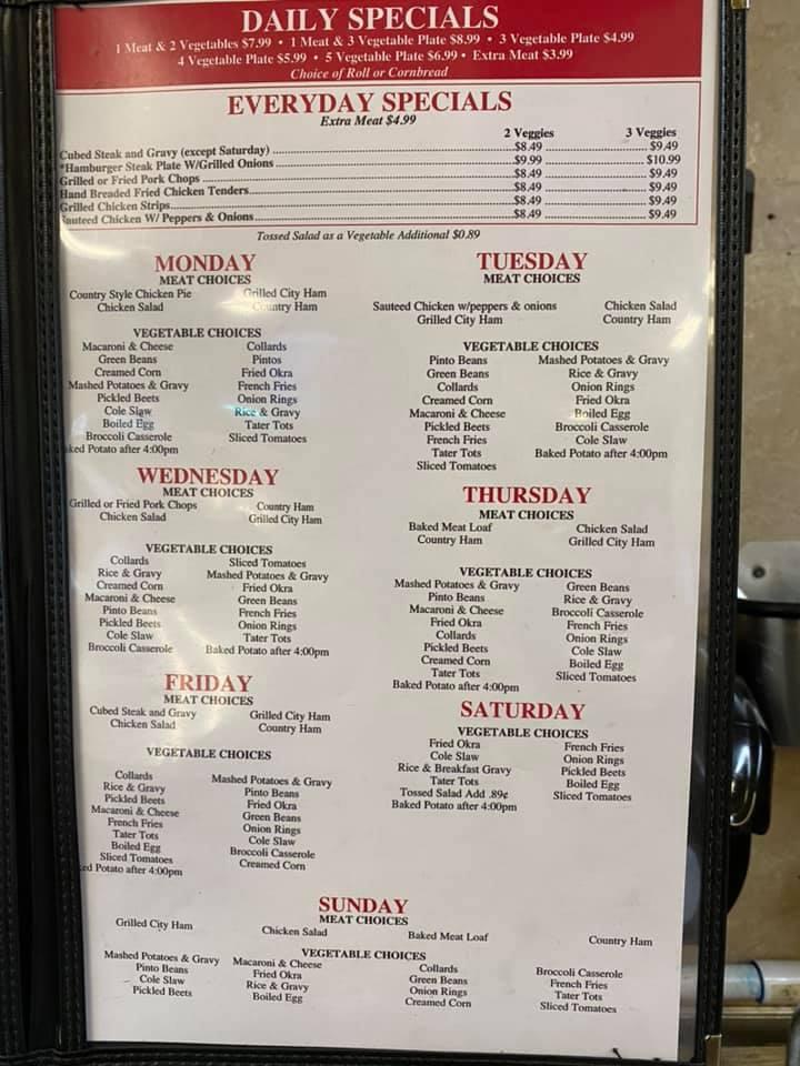 Menu at Lincoln Cafe, Lincolnton, 986 Reepsville Rd