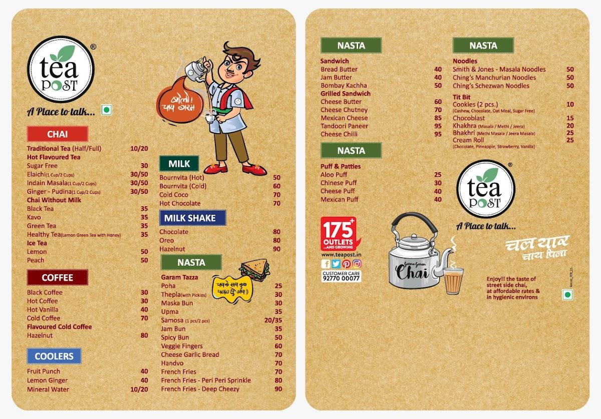 Menu at Chai Post, Amreli