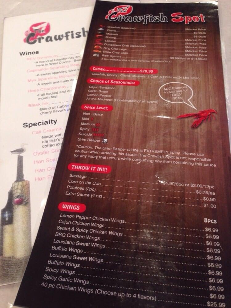 Menu at The Crawfish place pub & bar, West Covina