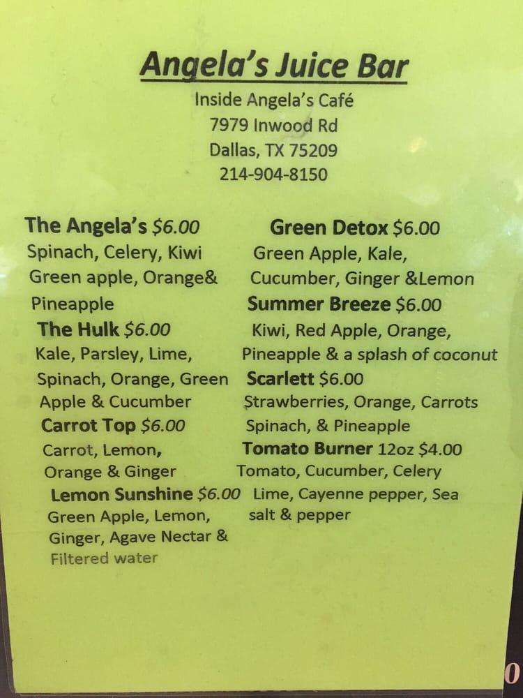 Menu at Angela's Cafe, Dallas, Inwood Rd #121