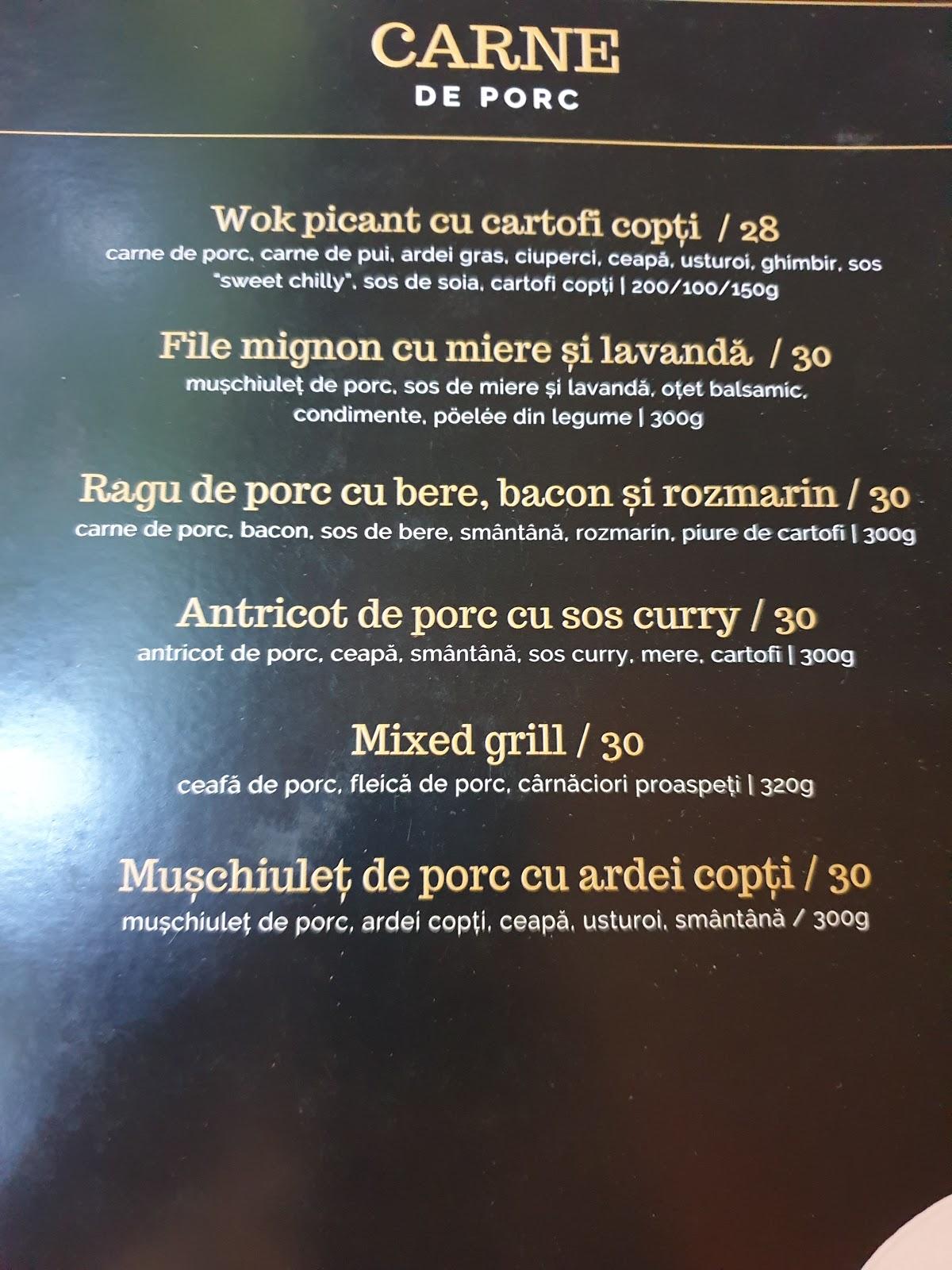 Menu at Bistro Felix, Iași