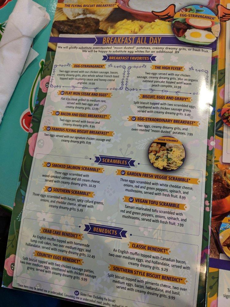 Menu at The Flying Biscuit Cafe, Peachtree City
