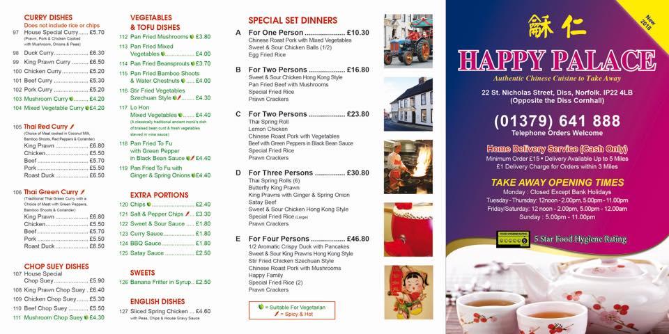 Menu at Happy Palace fast food, Diss