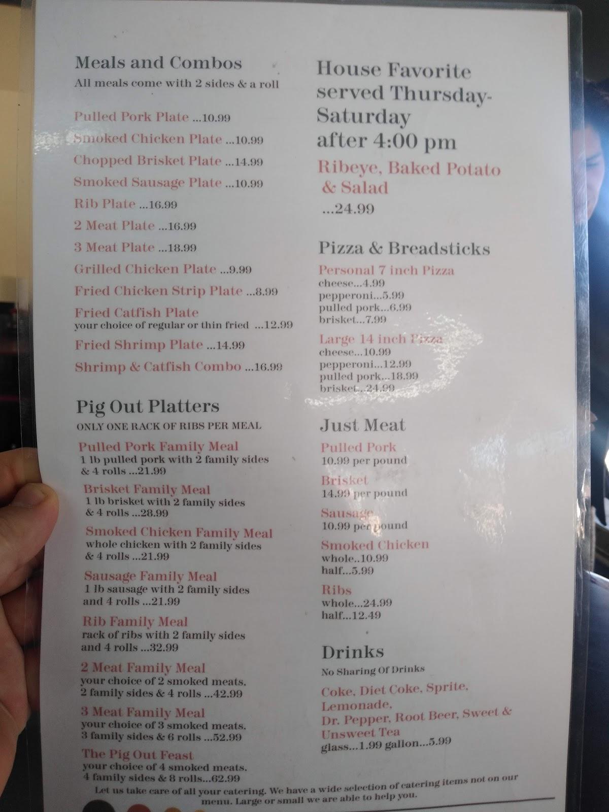 Menu at Hog Heaven Smokehouse restaurant, Sun, LA-21