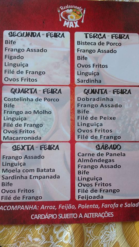 Menu at Restaurante Max, Campinas