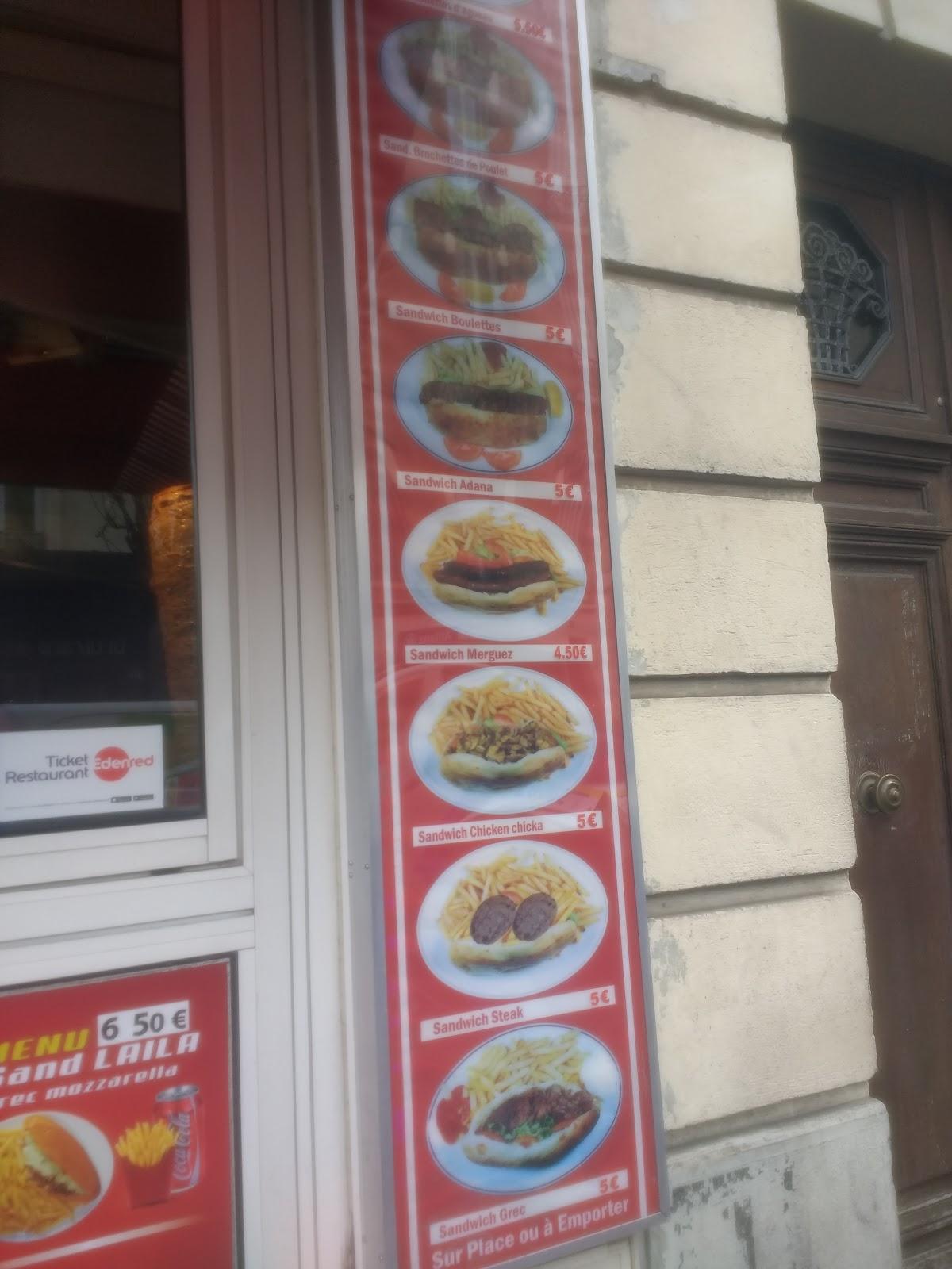 Menu at El Baraka, Malakoff