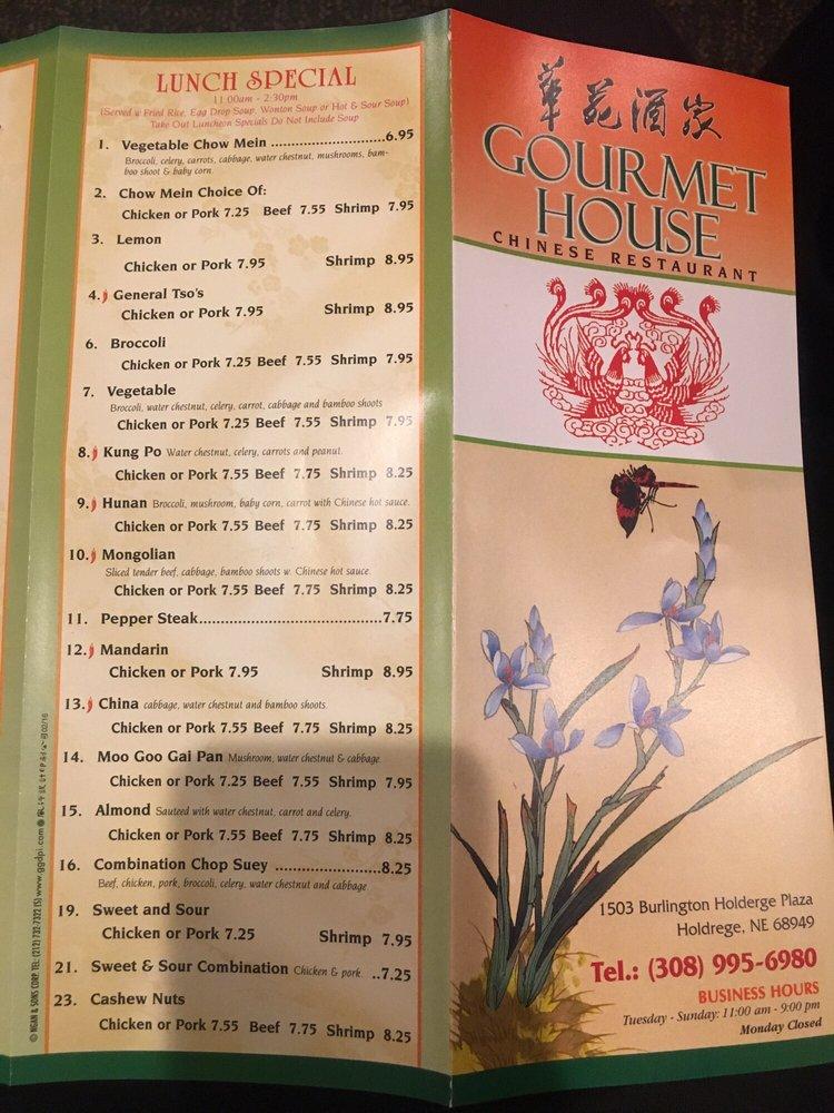Menu at Gourmet House restaurant, Holdrege