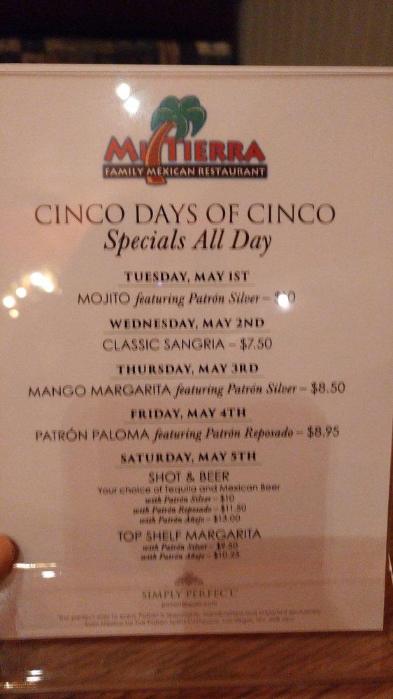 Menu at Mi Tierra restaurant, Woodinville