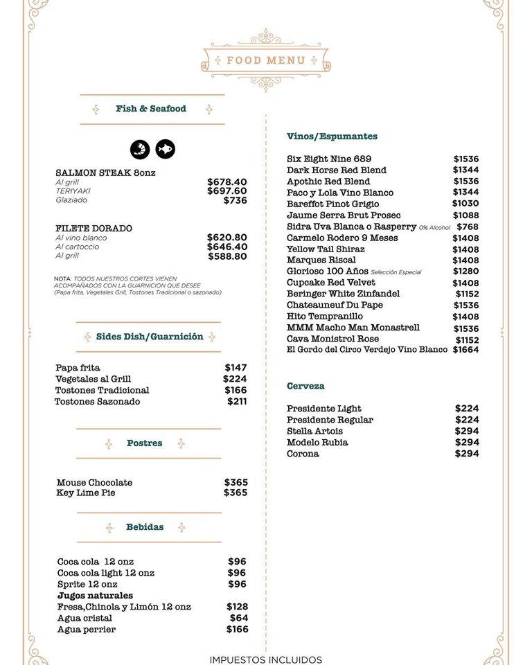 Menu at Mónaco Bistro restaurant, Santo Domingo Este, 48 c