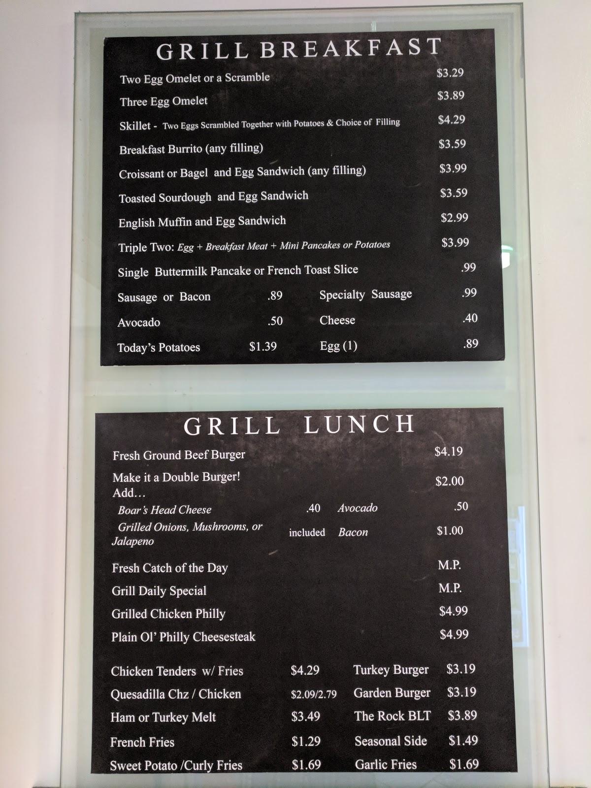 Menu at Oracle Cafe, Rocklin