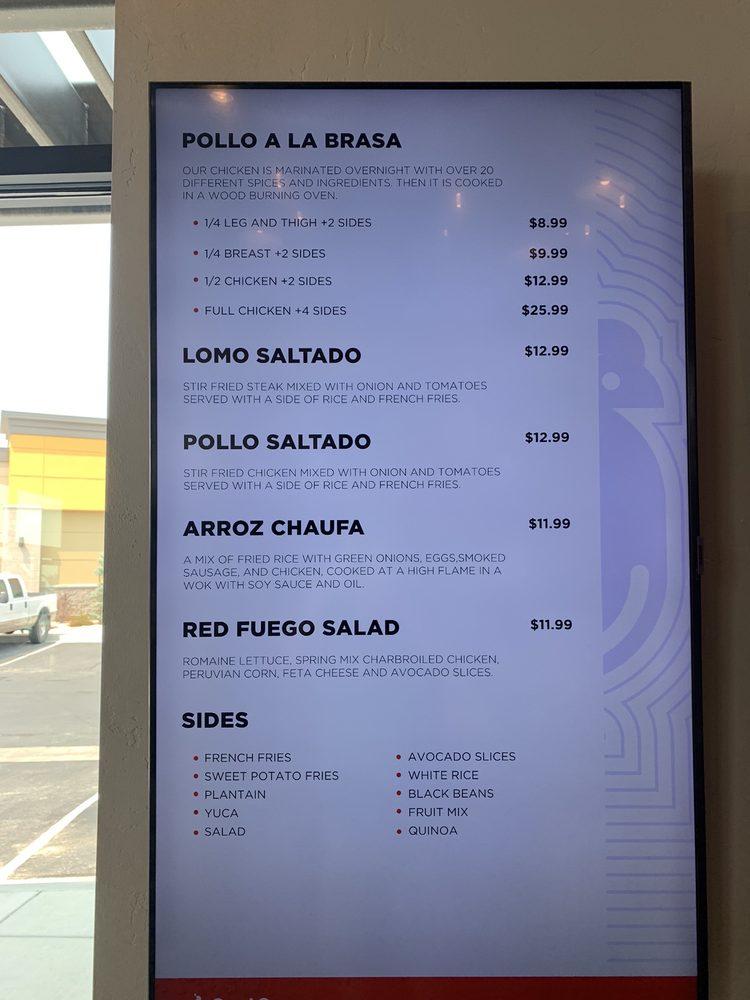 Menu at Red Fuego restaurant, Lehi