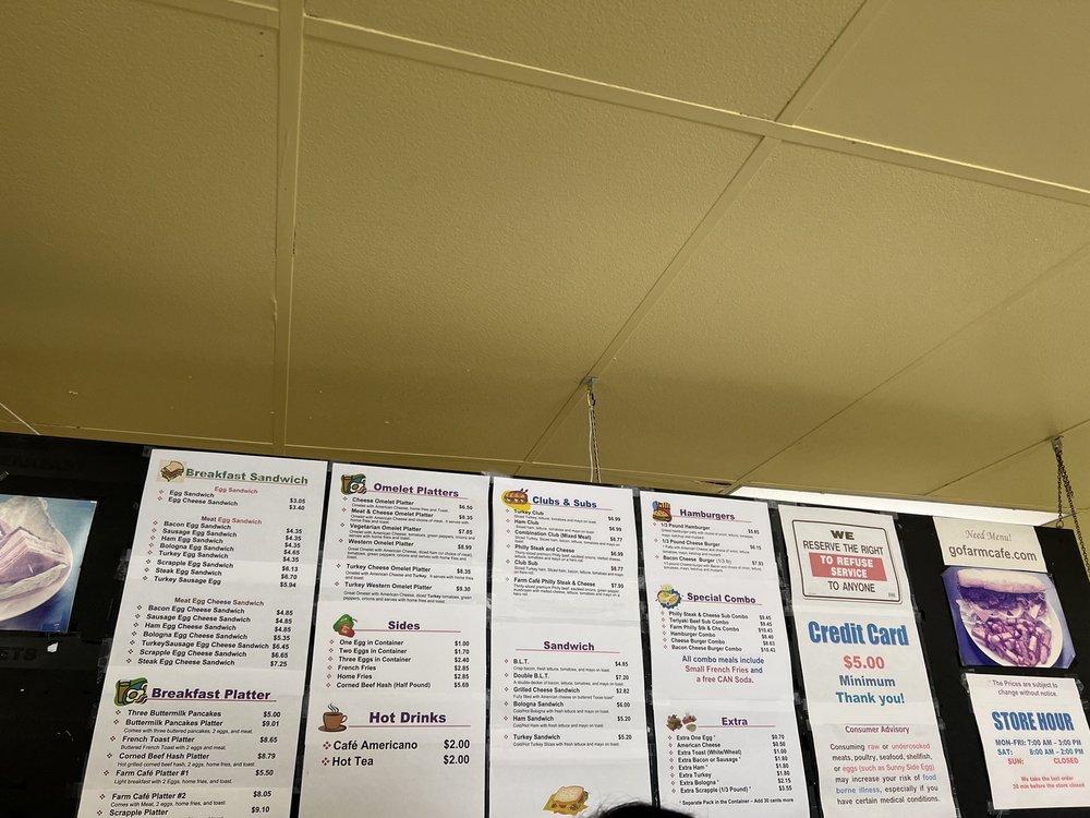 Menu at Farm Cafe, Woodbridge