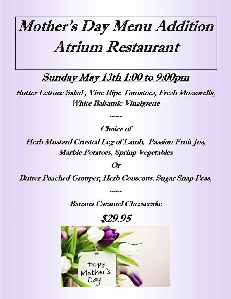 Menu at Atrium Restaurant West Palm Beach FL, West Palm Beach