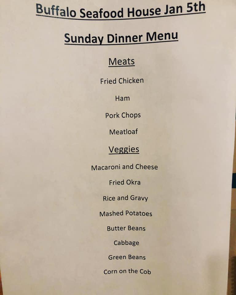 Menu at Buffalo Seafood House restaurant, Buffalo