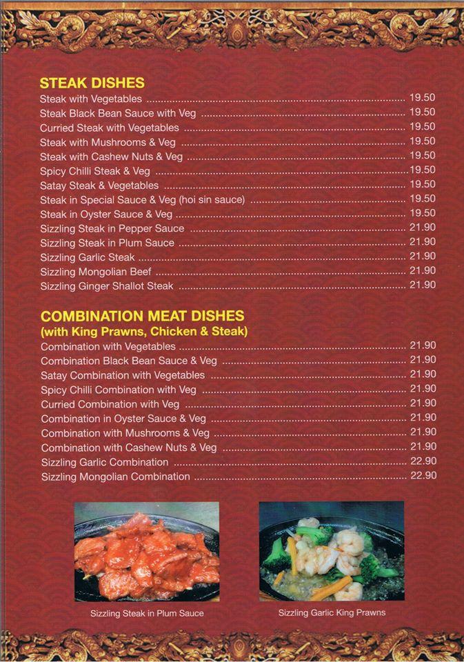 Menu at Dragon Village restaurant, Naracoorte