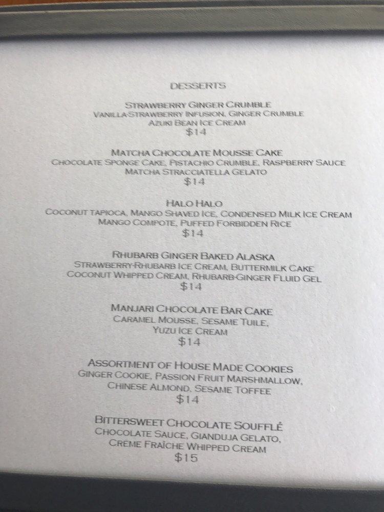 Menu at Five Sixty by Wolfgang Puck restaurant, Dallas
