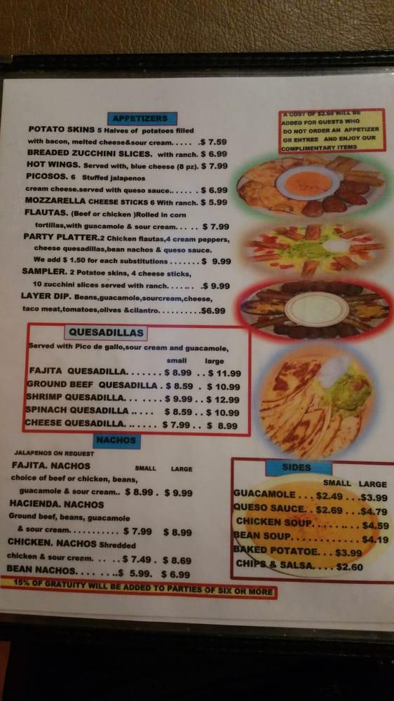 Menu at La Hacienda Mexican Grill restaurant, Whitesboro