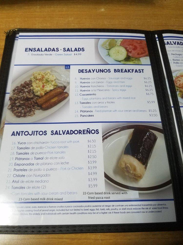 Menu at Las Pupusas restaurant, North Las Vegas, 945 W Craig Rd