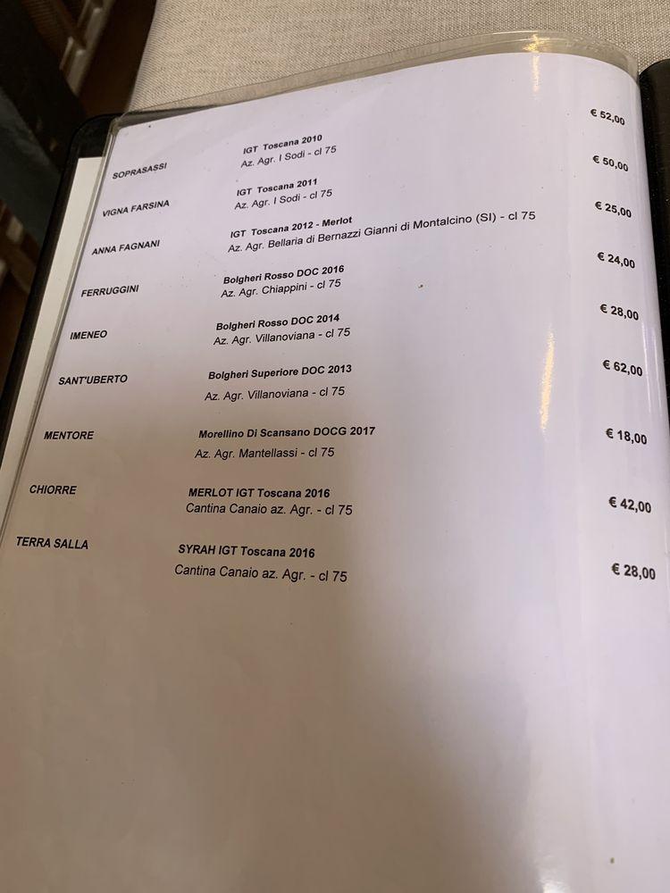 Menu at Trattoria Antica Macelleria restaurant, San Gimignano