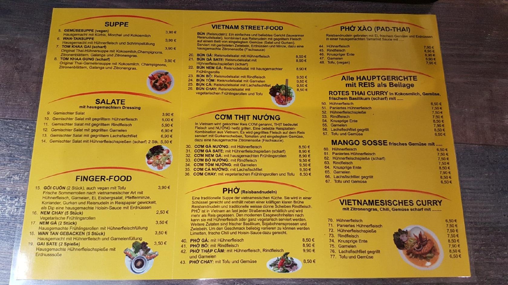 Speisekarte von Bún Vietnam Street-Food restaurant, Stuttgart, Wiener ...