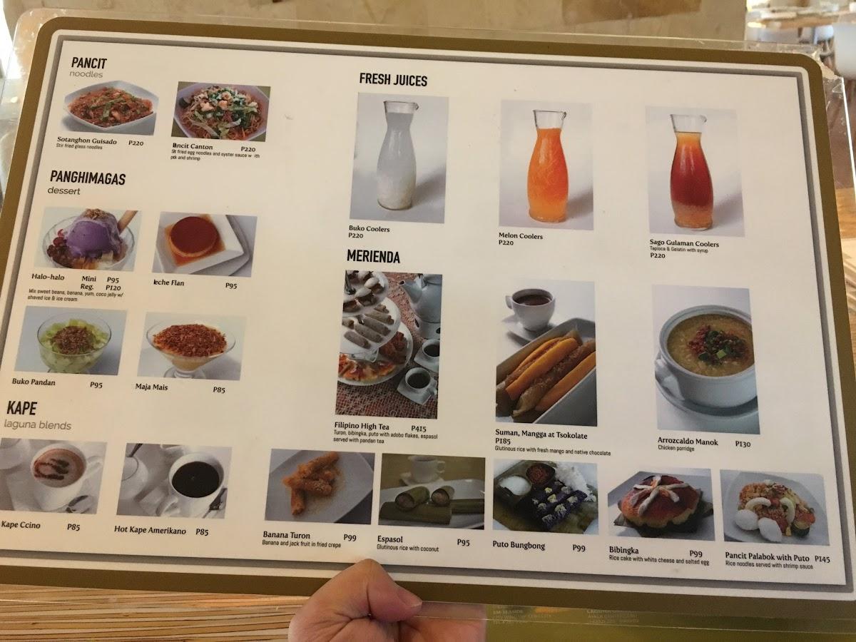 Menu at Café Laguna restaurant, Cebu City, SM City Cebu
