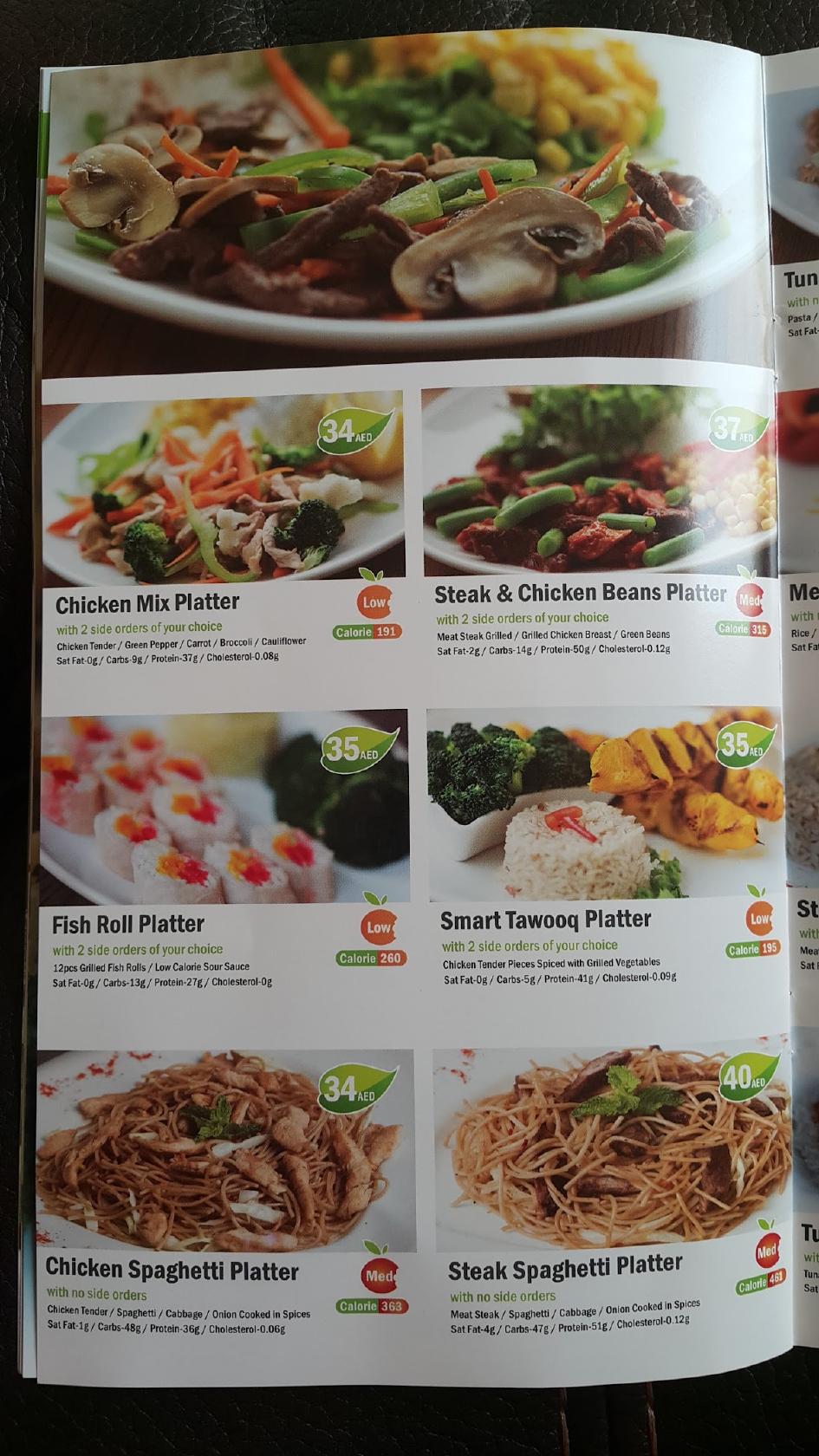 Menu at Eat Smart Totally Healthy cafeteria, Sharjah