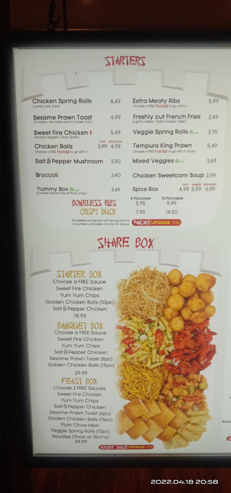 Menu at Fort Woks fast food, Didcot