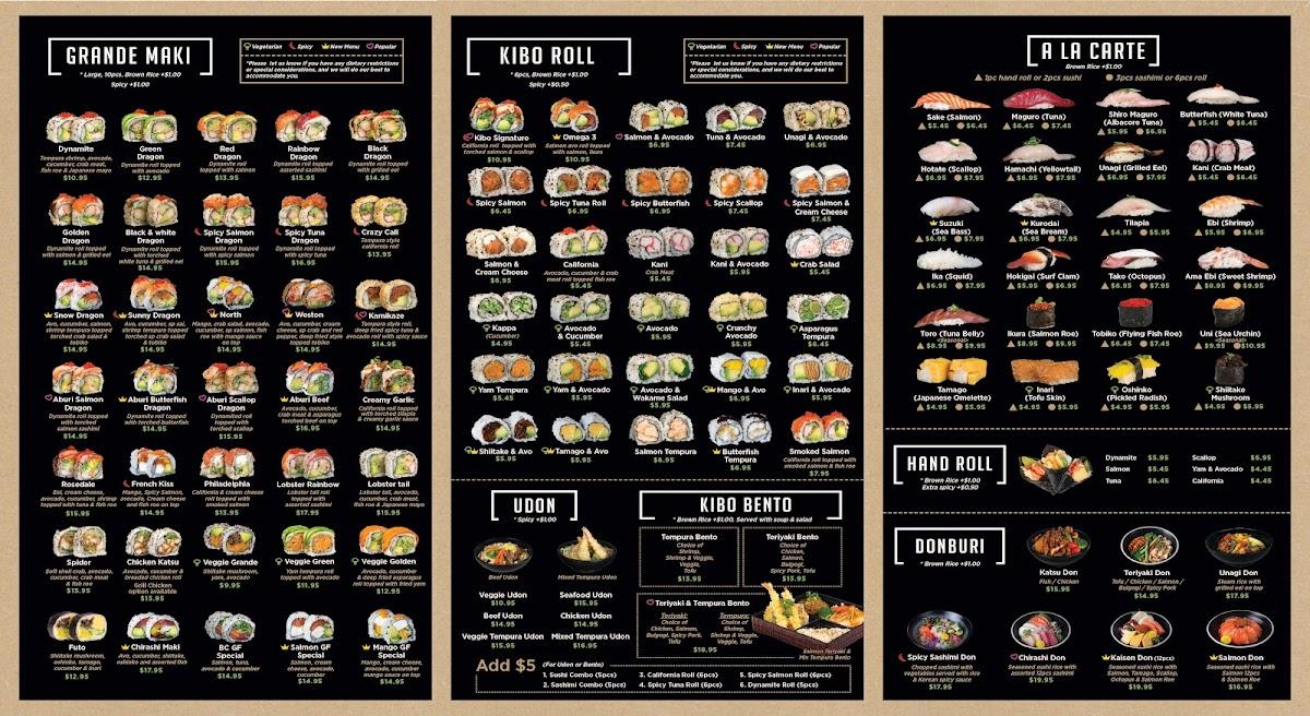 Menu at Kibo Sushi House - Victoria Park restaurant, Toronto