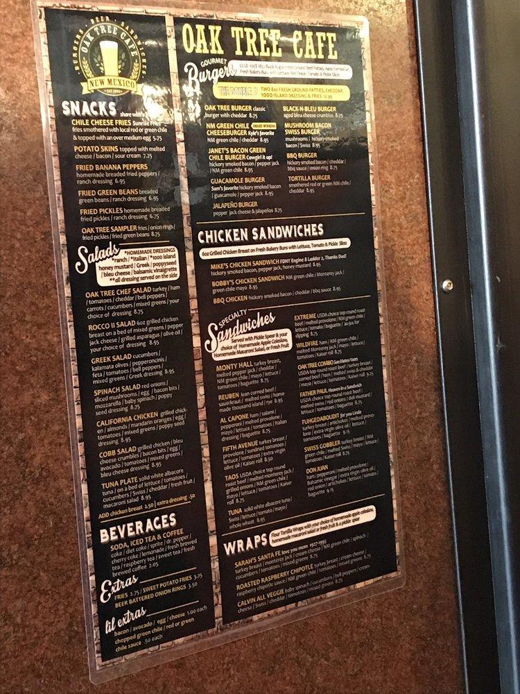 Menu at Oak Tree Cafe, Albuquerque, Alameda Blvd NE