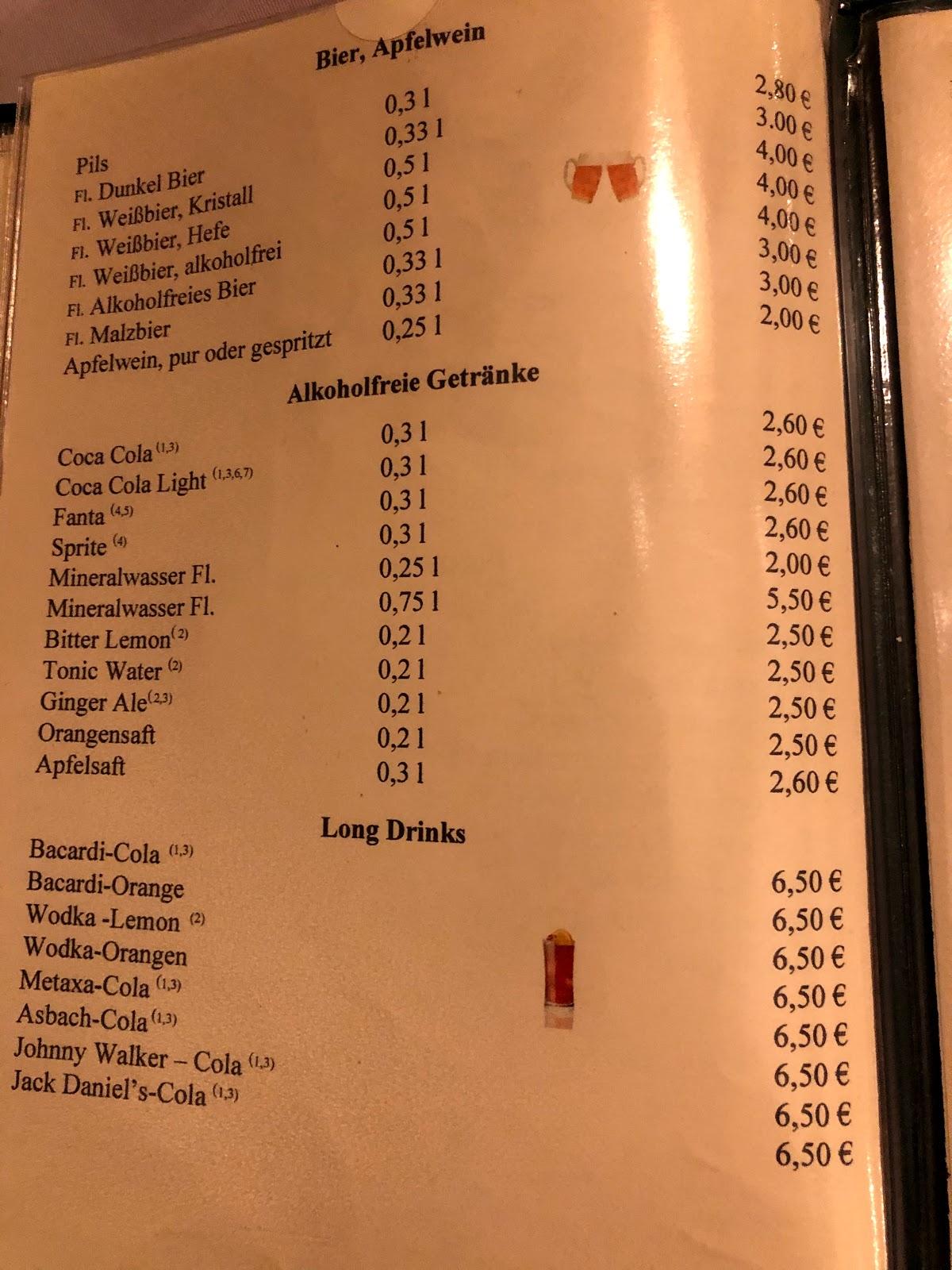 Speisekarte von Restaurant Hahn, Schöneck
