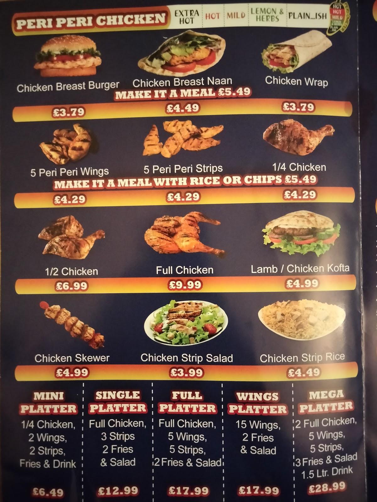 Carta del restaurante Flaming Crispy Chicken, Buckingham