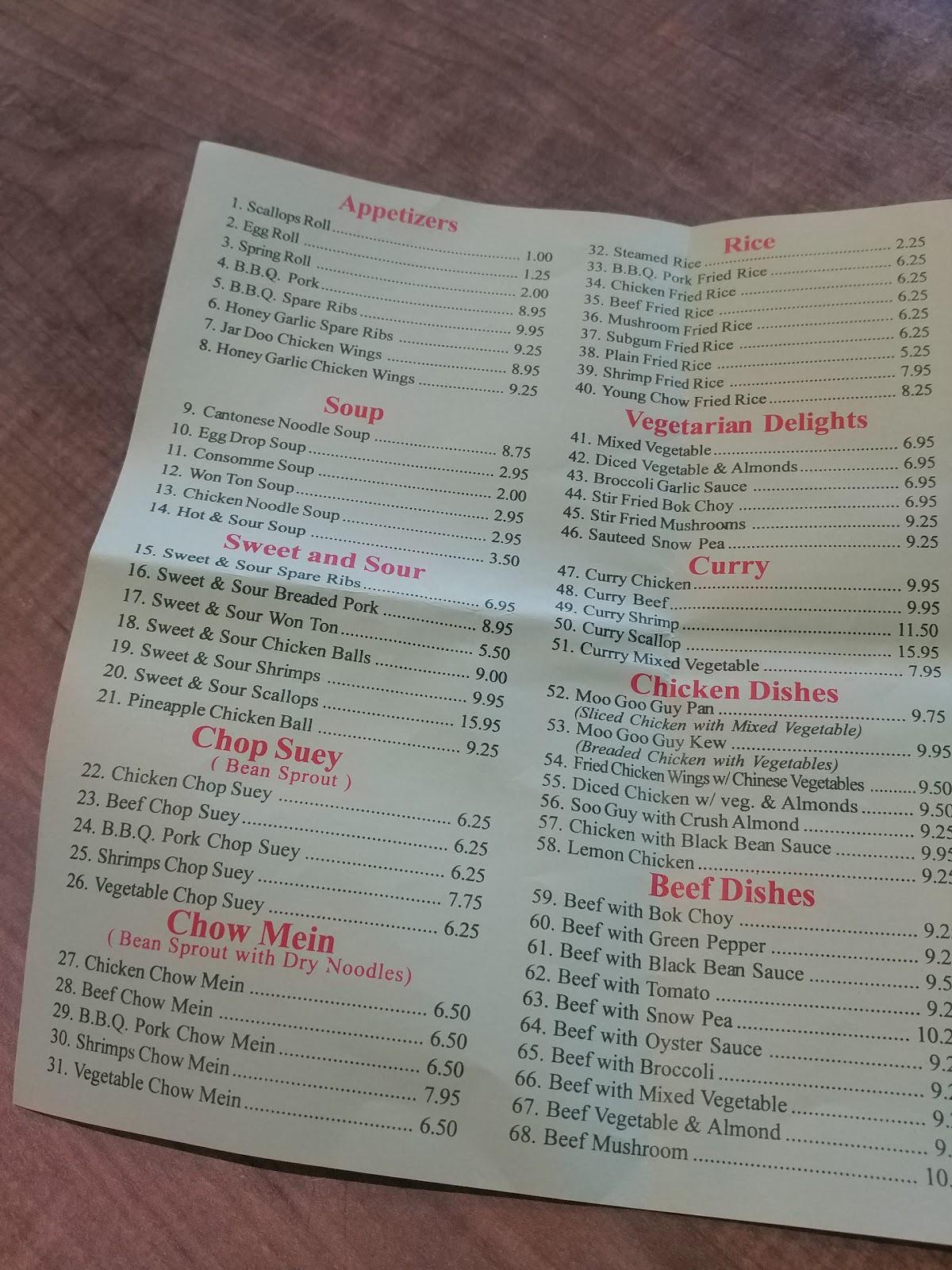 Menu at Gold City Chinese Restaurant, Milton