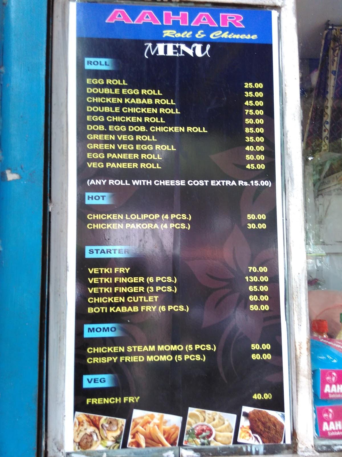 Menu at AAHAR ROLL & CHINESE, Kolkata, FOOTBRIDGE